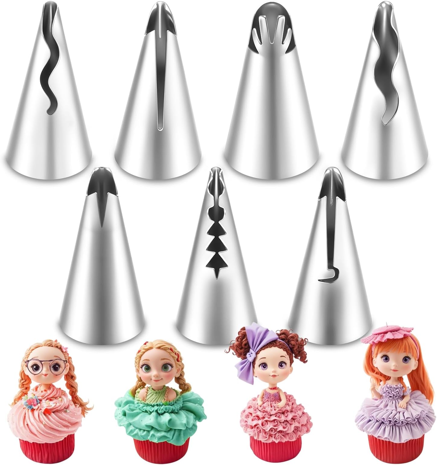 Amazon.com: Thinp 7 Pcs Piping Tips,Pleated Skirt Piping Nozzles Set ...
