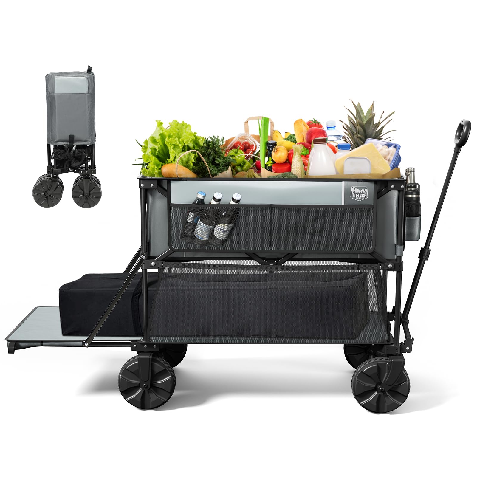 Snapklik.com : TIMBER RIDGE 400L Large Capacity Folding Double Decker Wagon