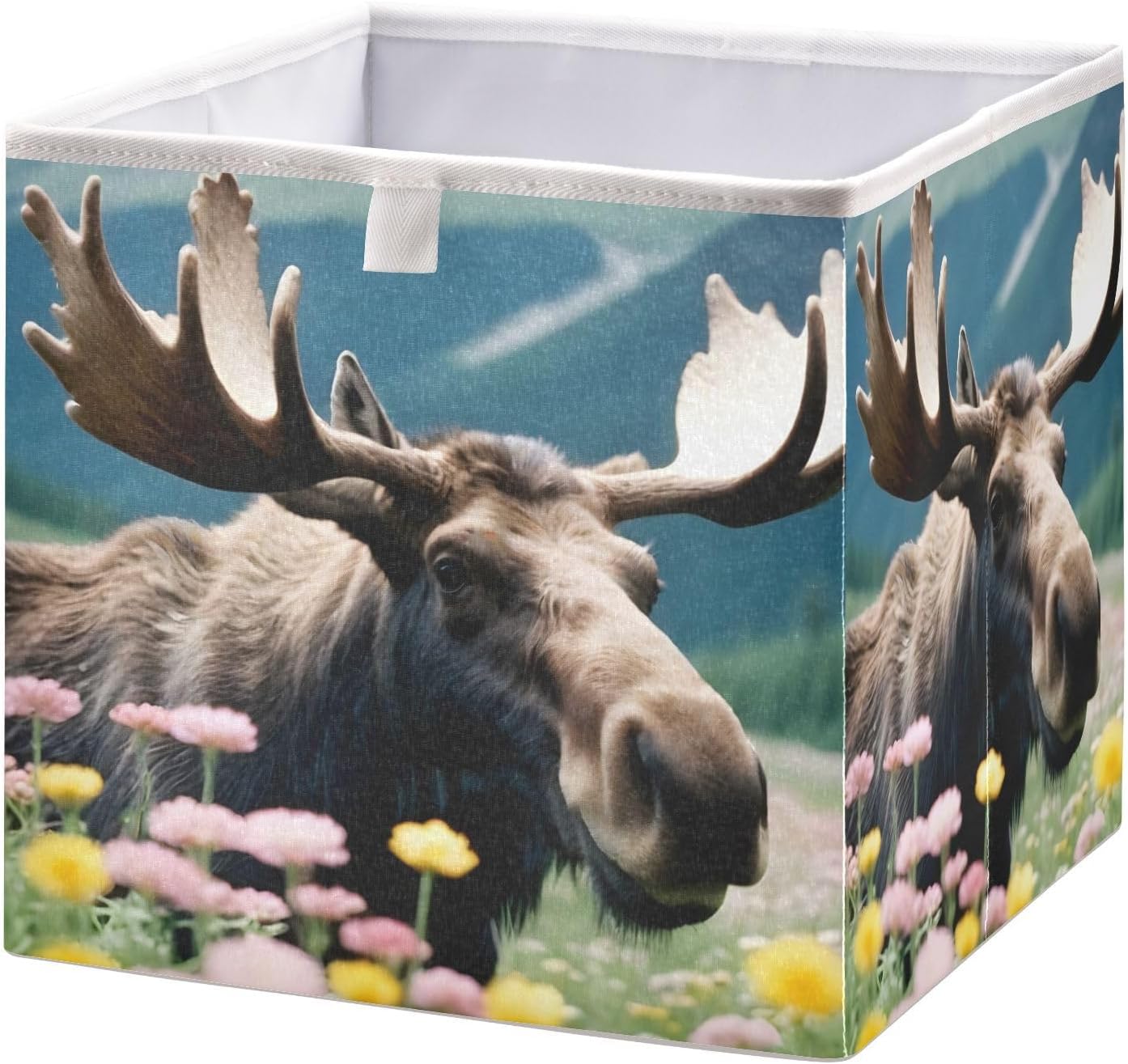 Amazon.com: YMGQYJ Collapsible Storage Cube Moose in Flower Print ...