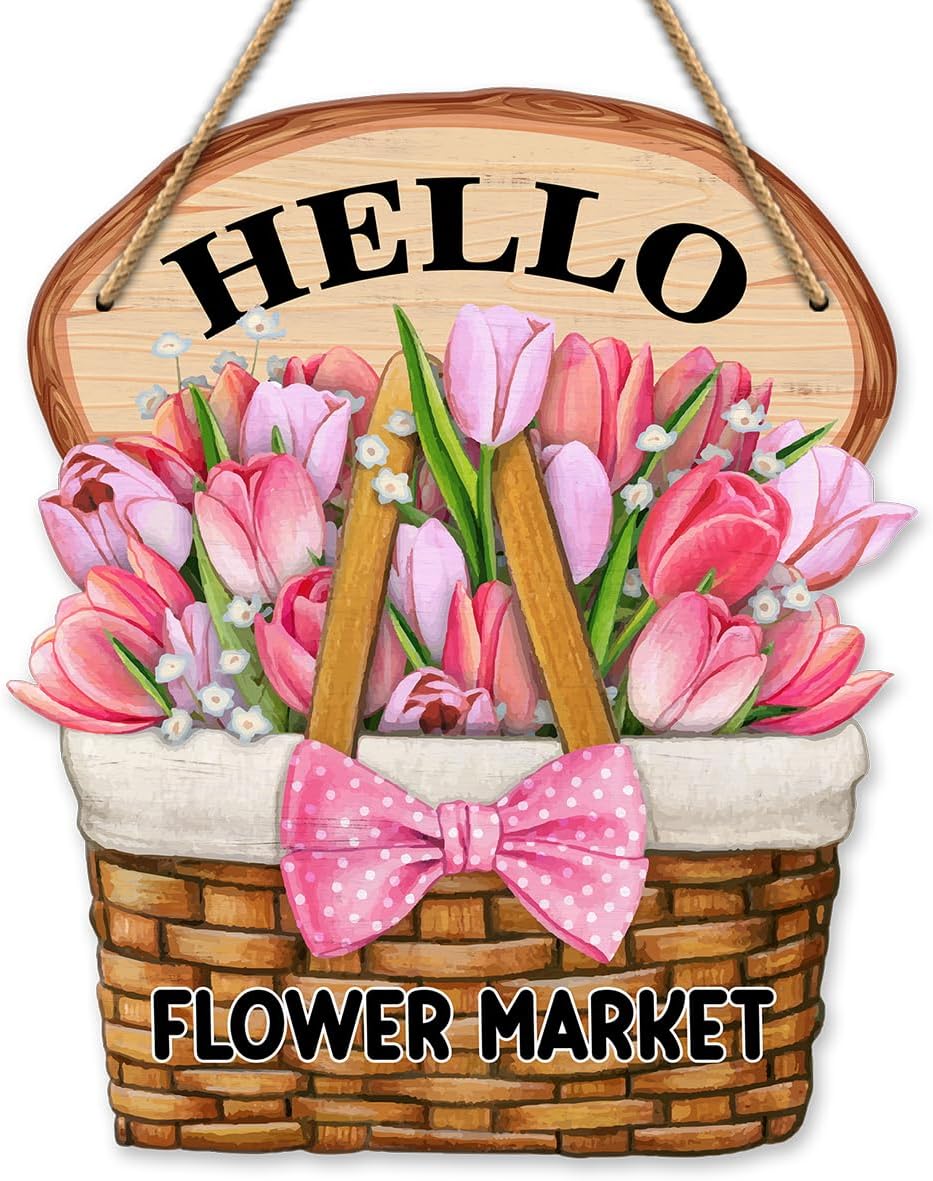 Amazon.com: Spring Door Sign Decor Rustic Spring Welcome Sign Hello ...