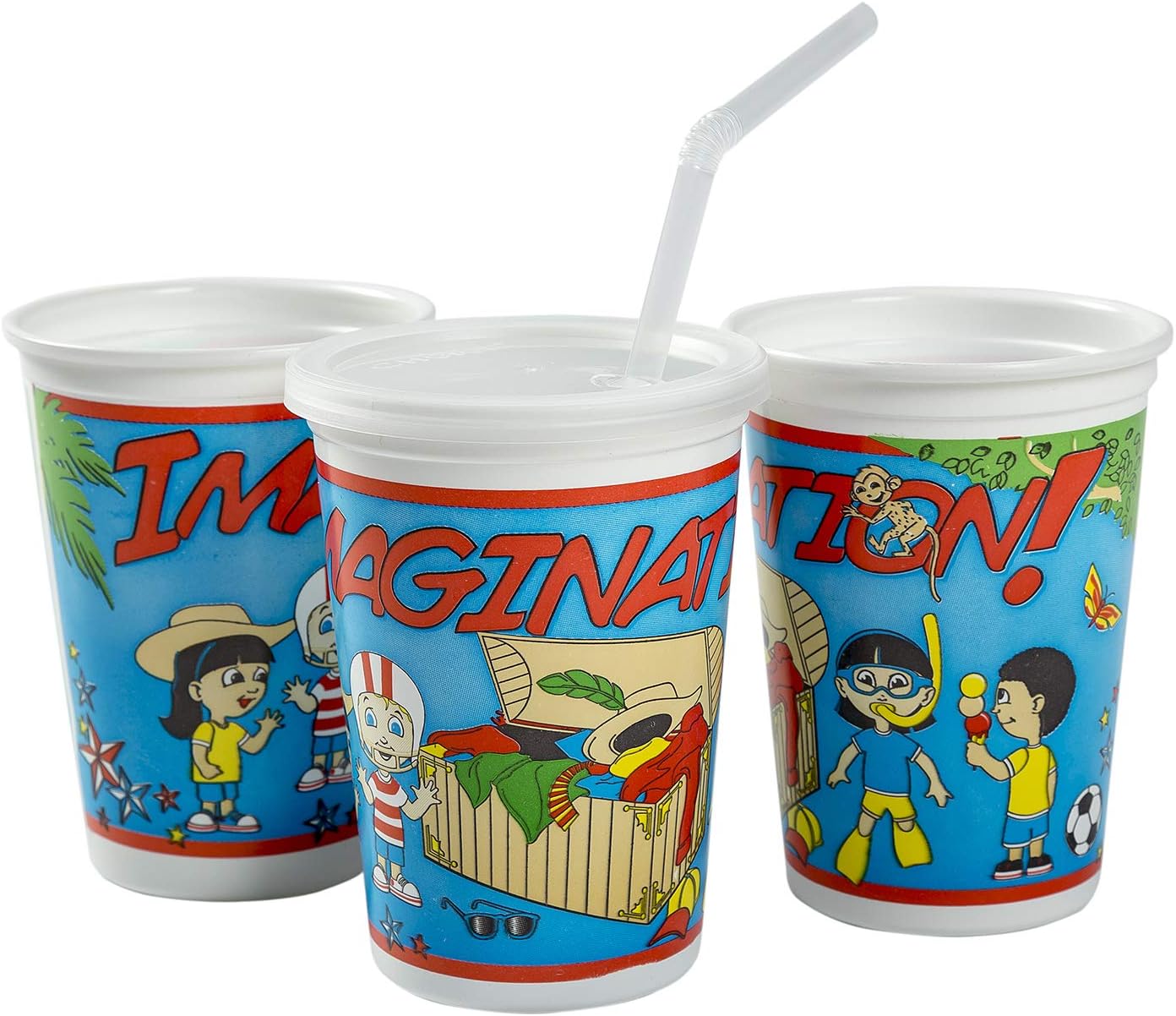 Amazon.com: Royal Paper Imagination Kids Cold Cup w/Straw and Lid, 12 ...