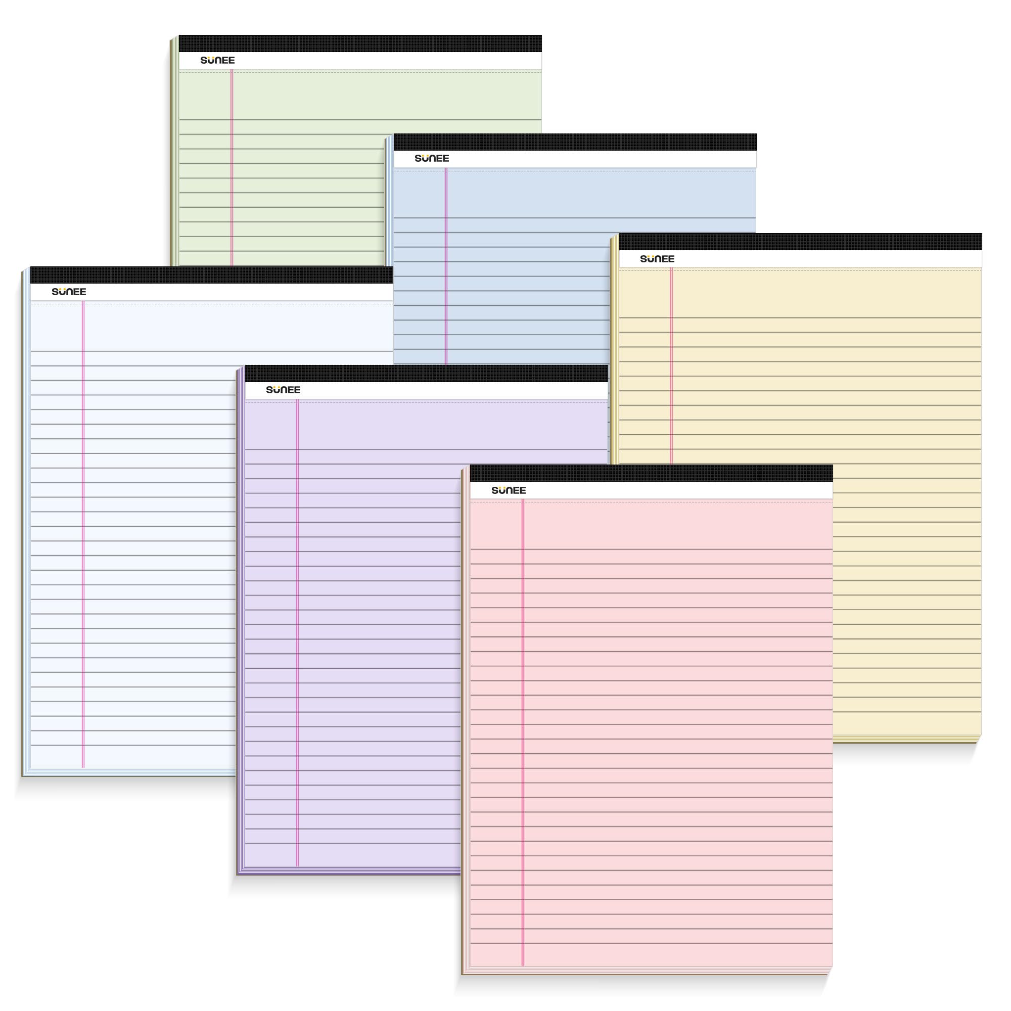 Snapklik.com : Legal Pads Writing Pads, 6-Pack 8.5"x11.75" Colored Wide ...