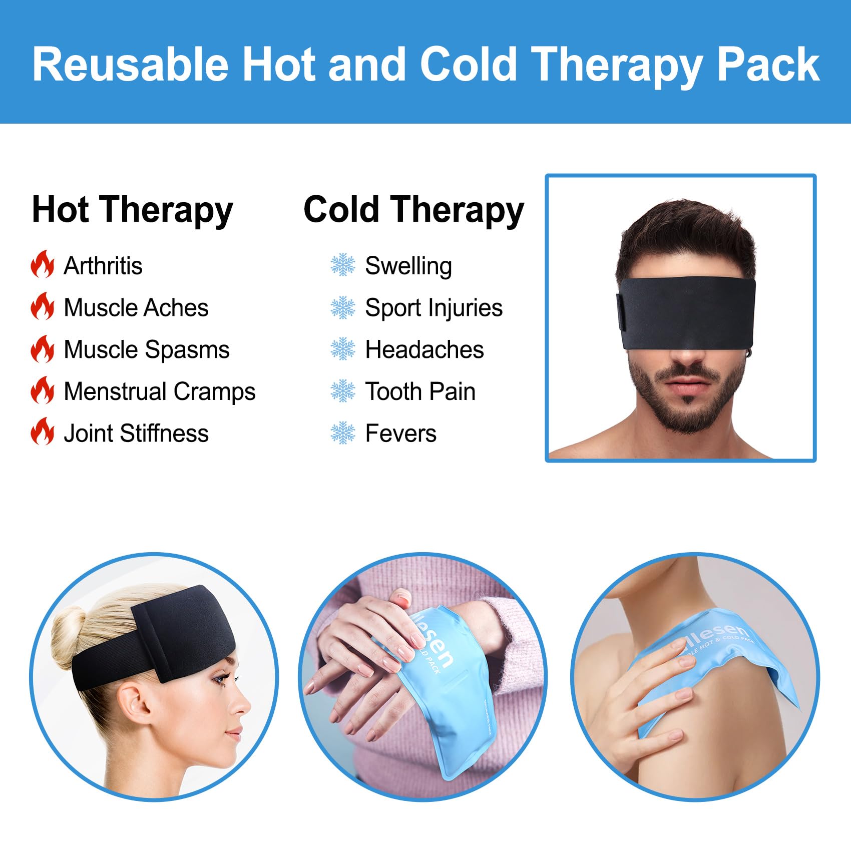 Snapklik.com : Ice Packs For Injuries Reusable,Gel Cold Compress Eye ...