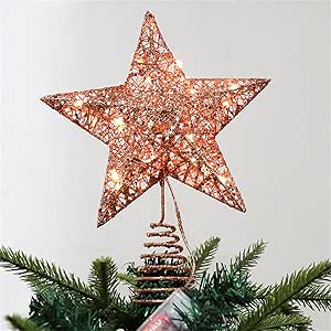 Amazon.com: Lighted Christmas Tree Toppers Warm White Light Up ...