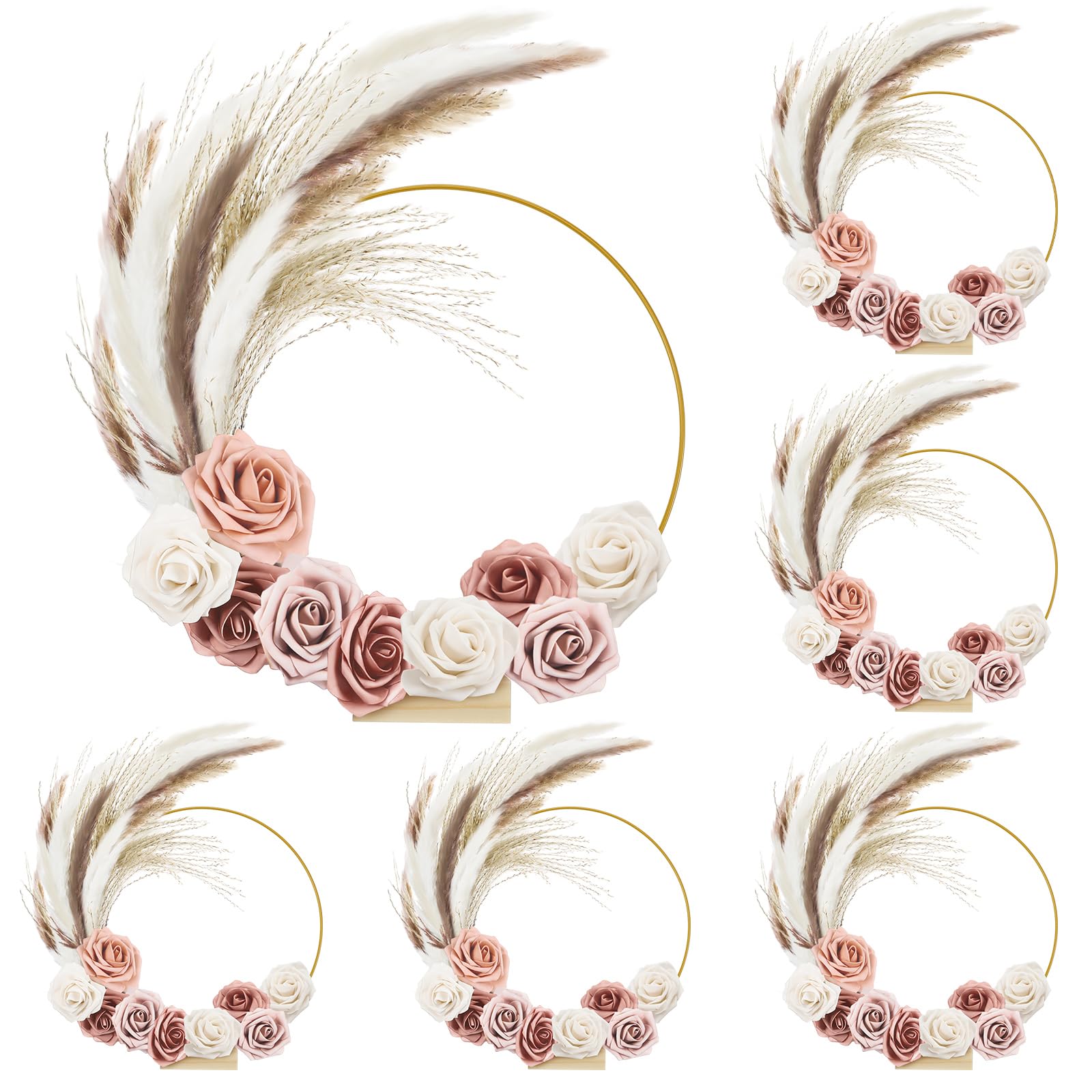 Amazon.com: Dingion 6 Sets 93 Pcs Metal Hoop Pampas Table Centerpieces ...