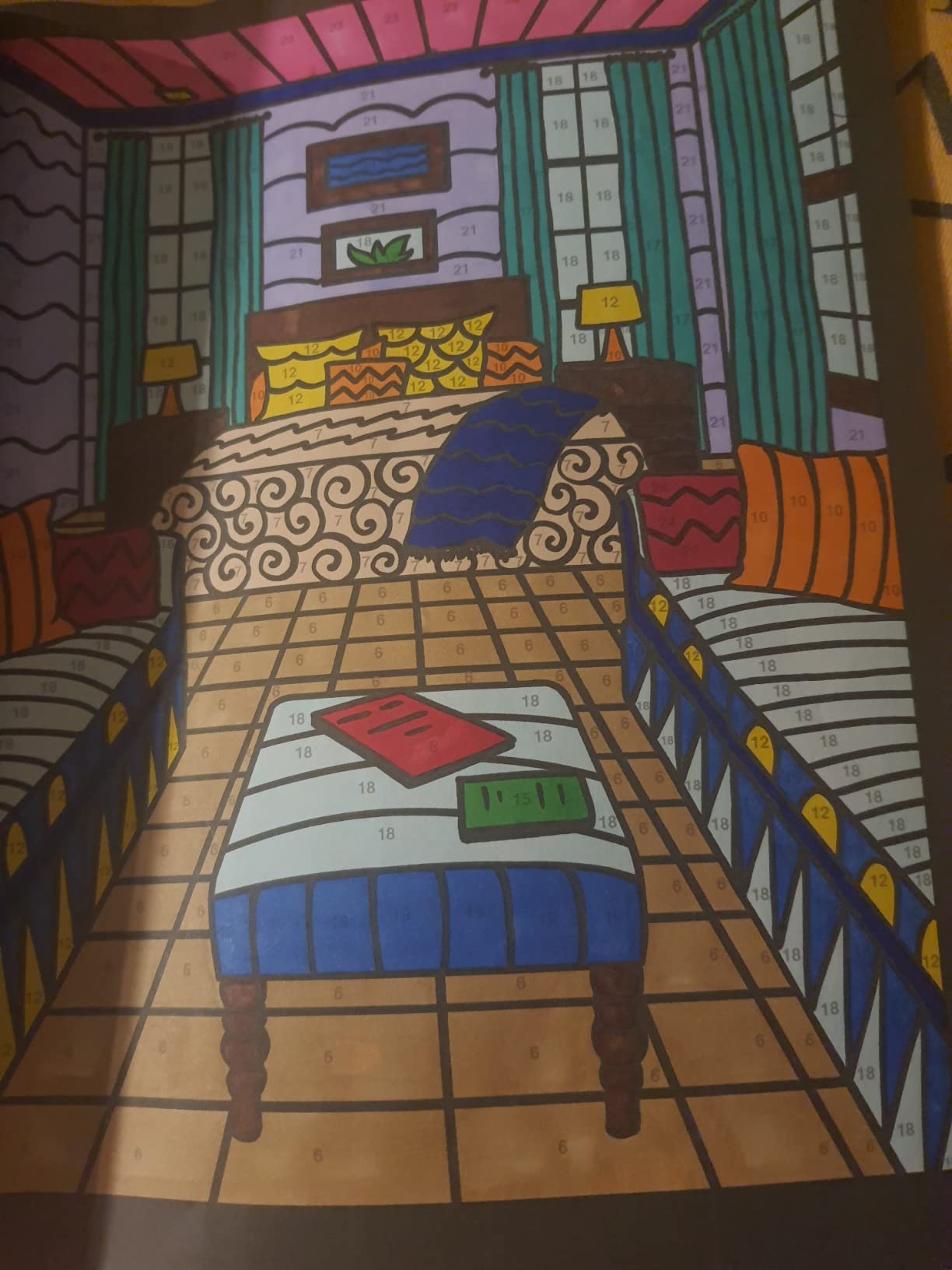 Interior Design Adult Color By Number Coloring Book - BLACK BACKGROUND ...