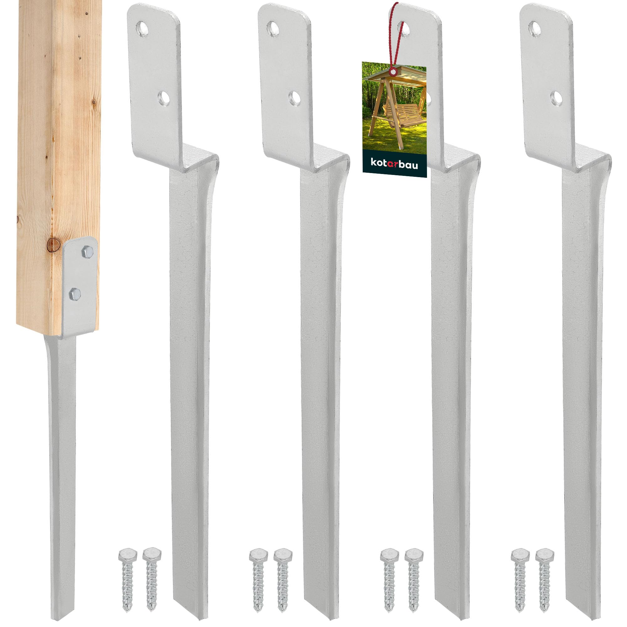 KOTARBAU® 4er Set Einschlaghülse Schaukel Bodenhülse L-Form 50 cm aus ...