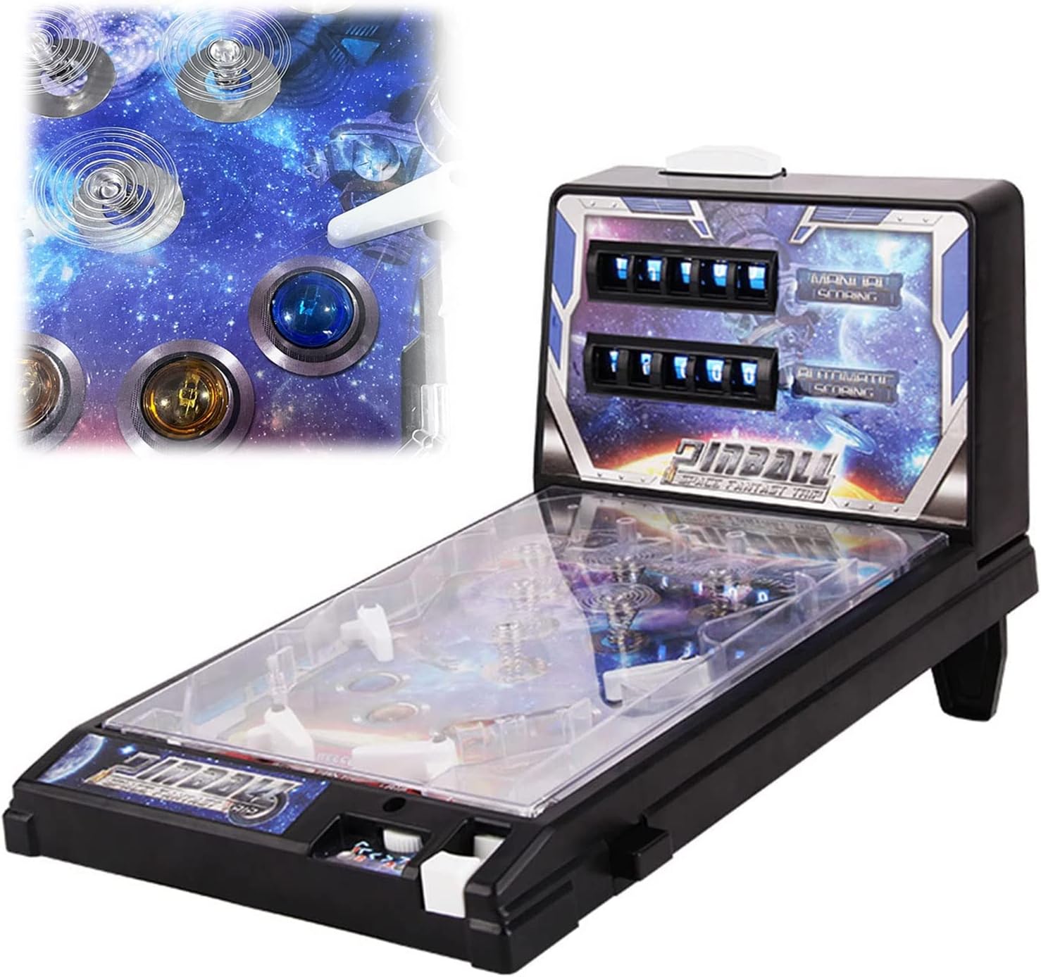 Amazon.com: HIRSHA Space Pinball Toy Machine for Kids, Tabletop Pinball ...