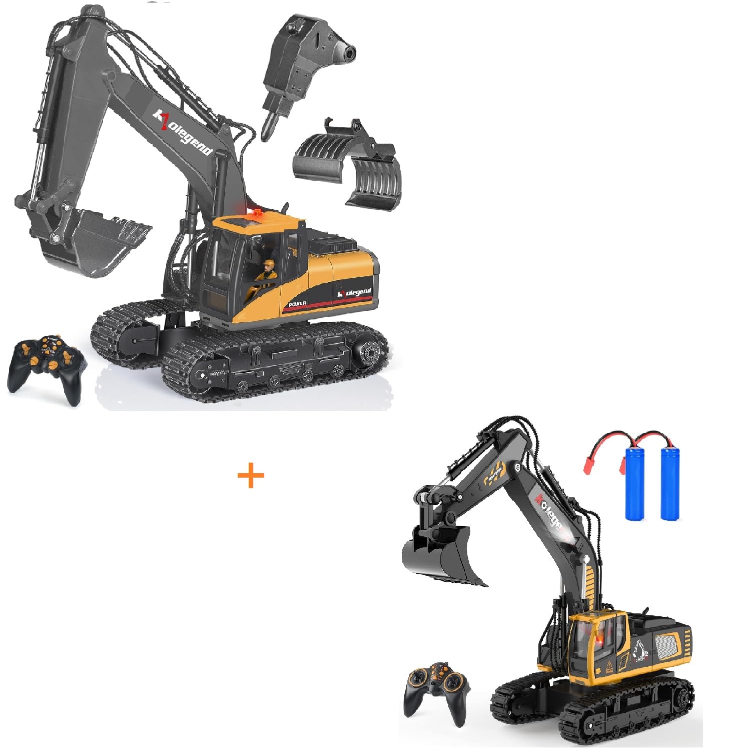 Amazon.com: 3 in 1 Remote Control Excavator Toy 1/14 Scale RC Excavator ...