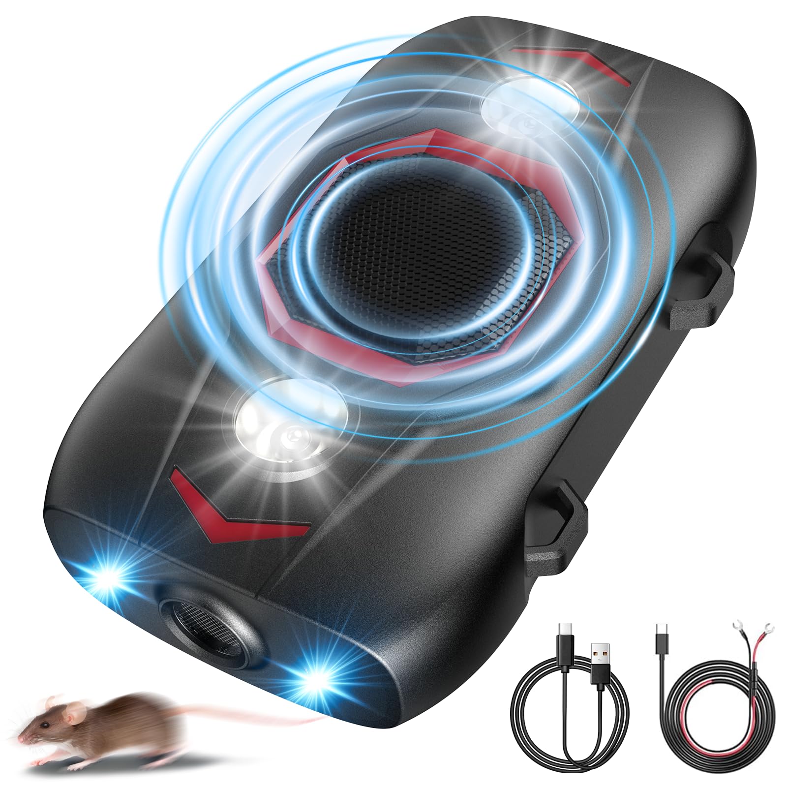 Ultrasonic Rat Repellent for Car, Rodent Repellent for Car with 4 ...