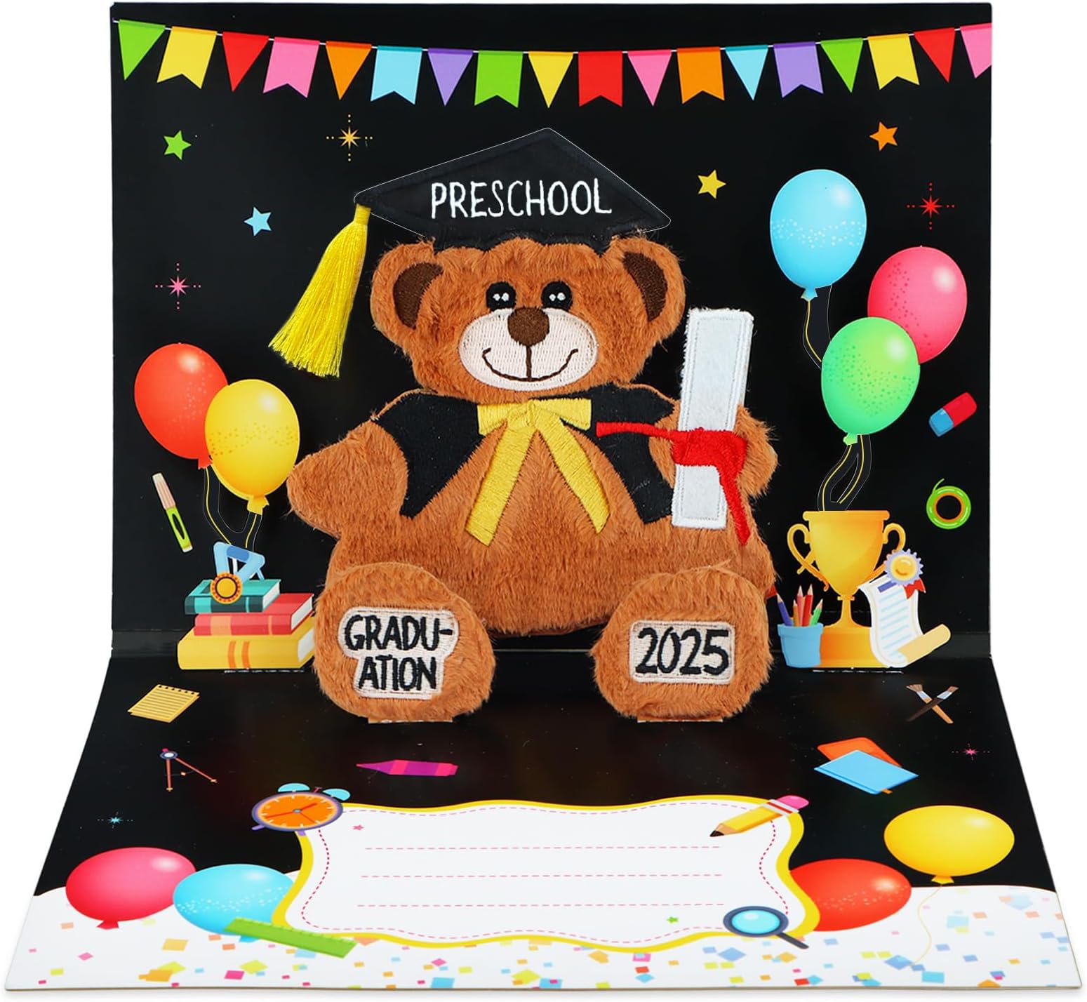 Amazon.com : D4DREAM Preschool Graduation Pop Up Card - 2025 Black ...