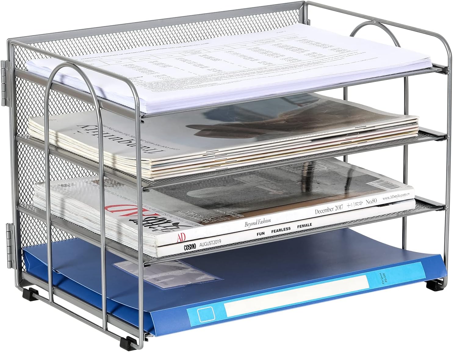 EasyPAG 4 Tier Desktop A4 Mesh in Tray Office Desk Tidy File Holder ...