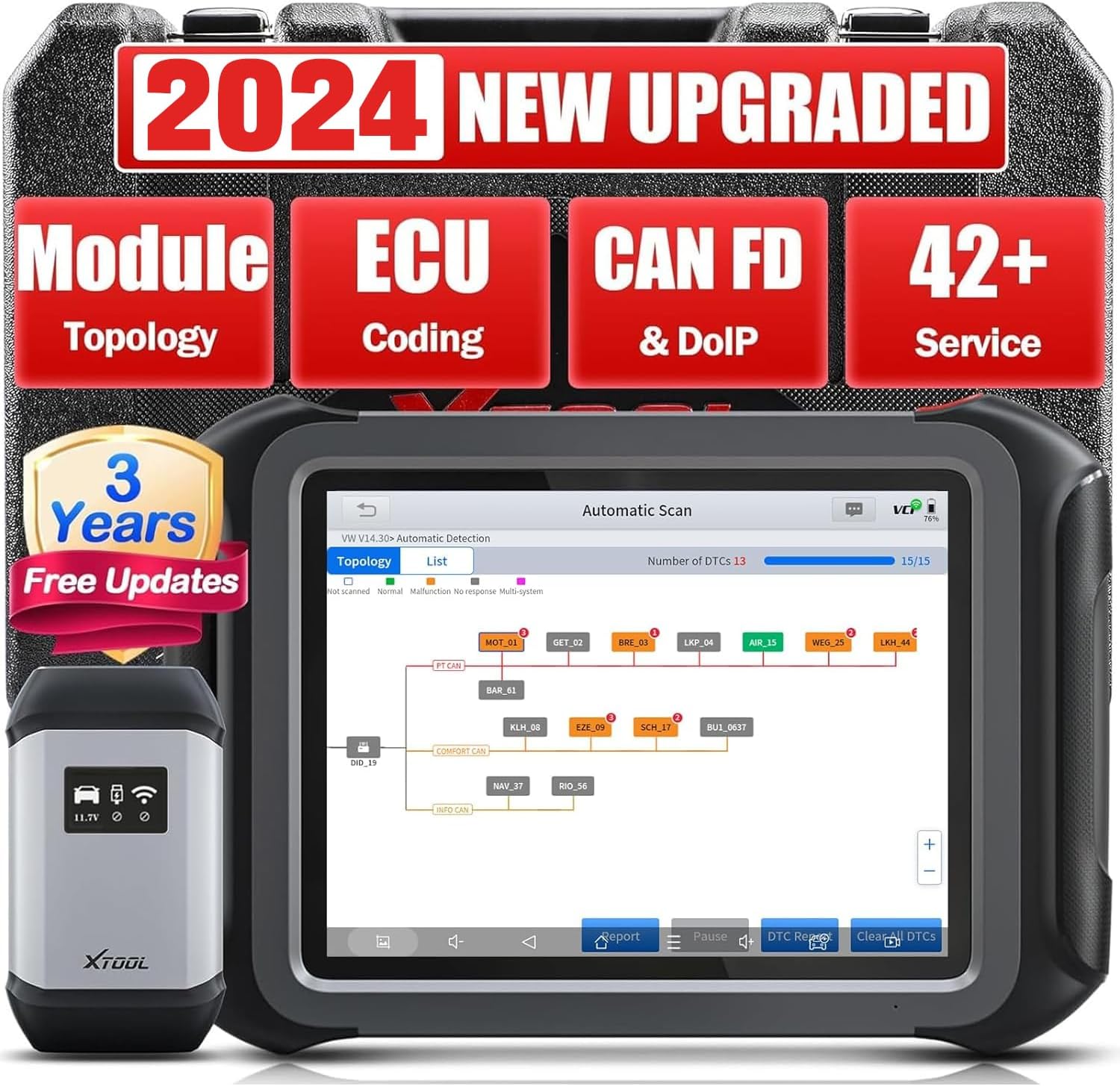 XTOOL D9S PRO Automotive Diagnostic Scan Tool, Topology Map, ECU ...