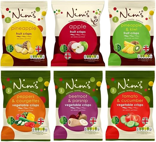 Nim's Vegetable and Fruit Crisps Mixed Selection Multipack Box of 12 ...