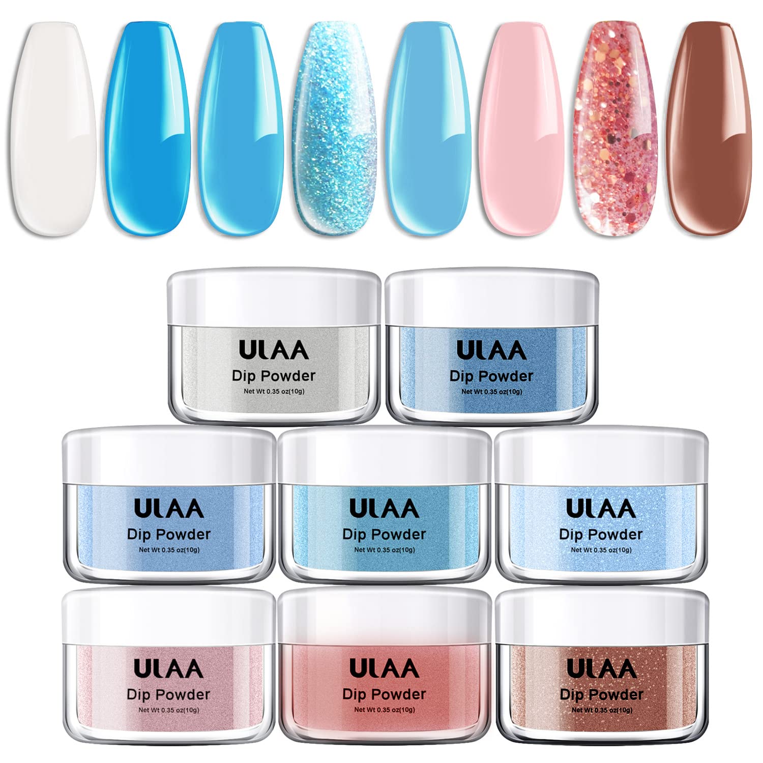 ULAA Dip Powder Nail Set 8 Colors Classic Nude Collection Skin Tone ...