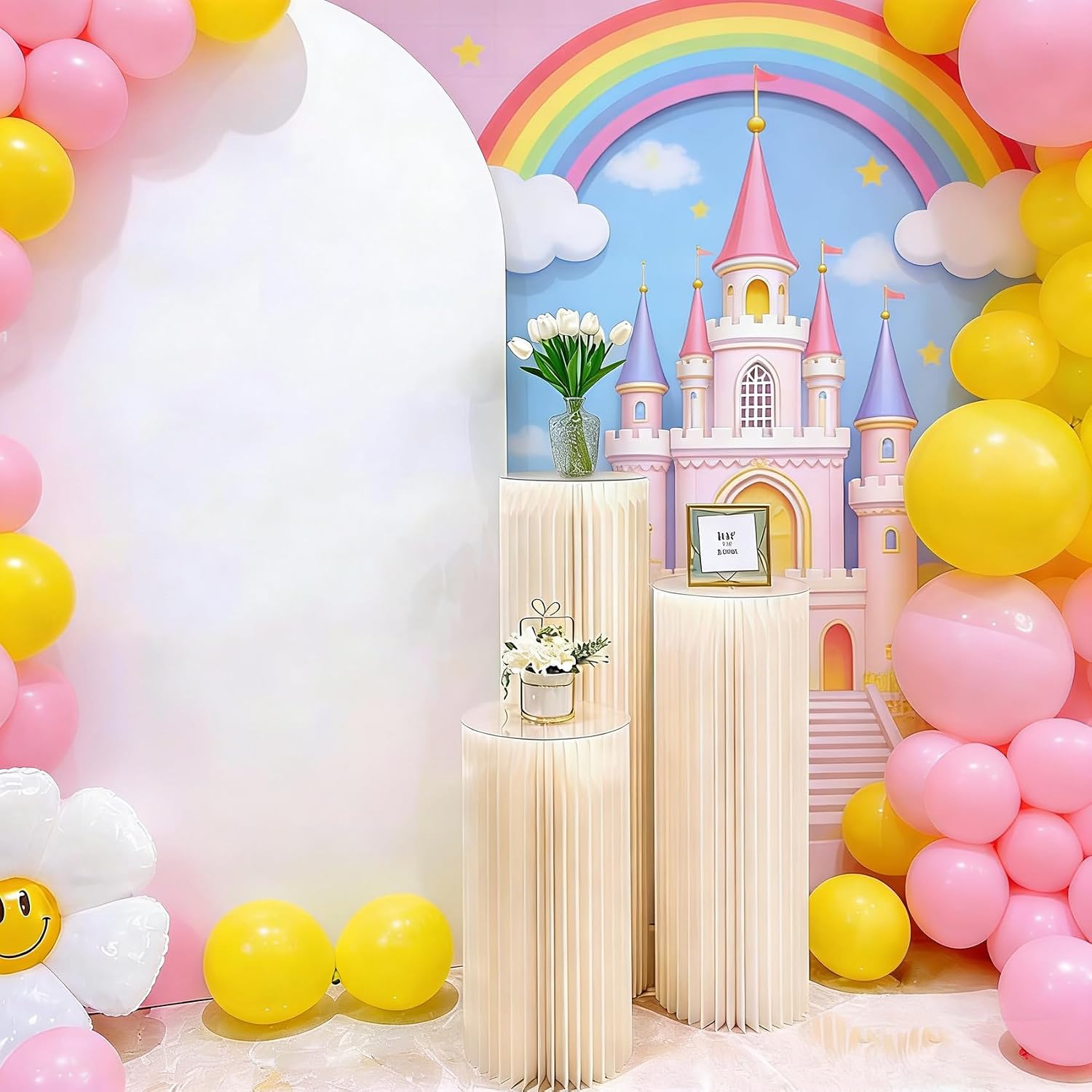 3Pcs Cardboard Cylinder Stands, Foldable Round Pedestal Columns, Plinth ...