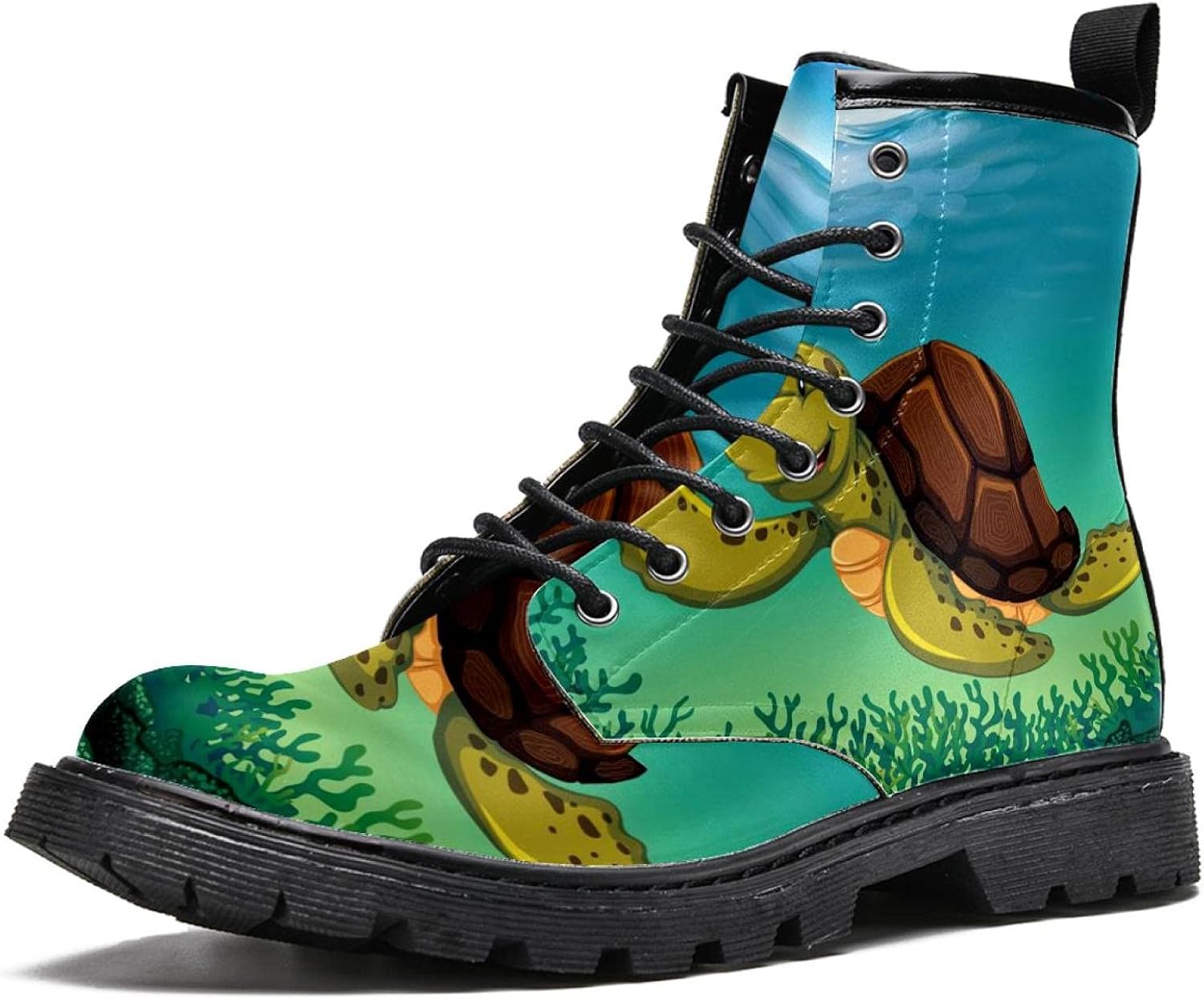 MAPOLO Boots for Women Sea Turtle Diving Underwater Seaweed Print Women ...