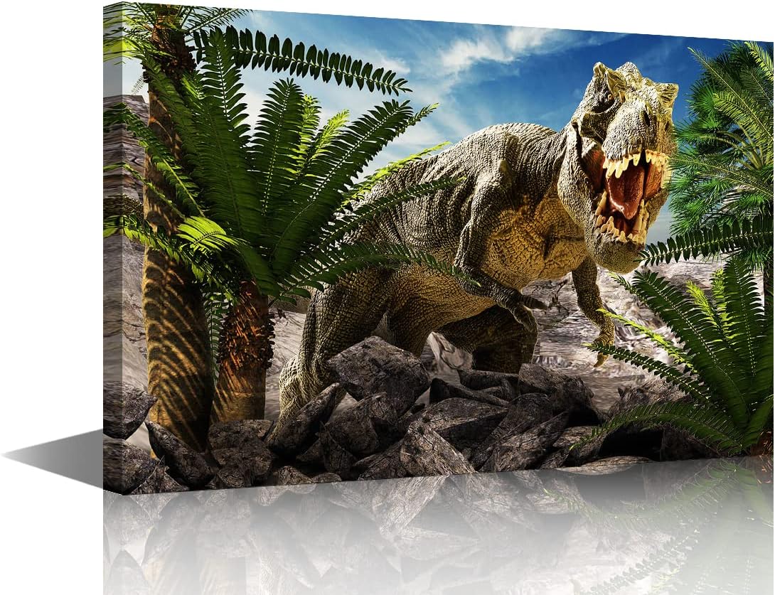 Tyrannosaurus Rex Paintings on Canvas Wall Art Dinosaur Art Print ...