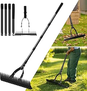 Amazon.com : Tryitsbest Metal Thatch Rake, Heavy Duty 15" Landscape ...