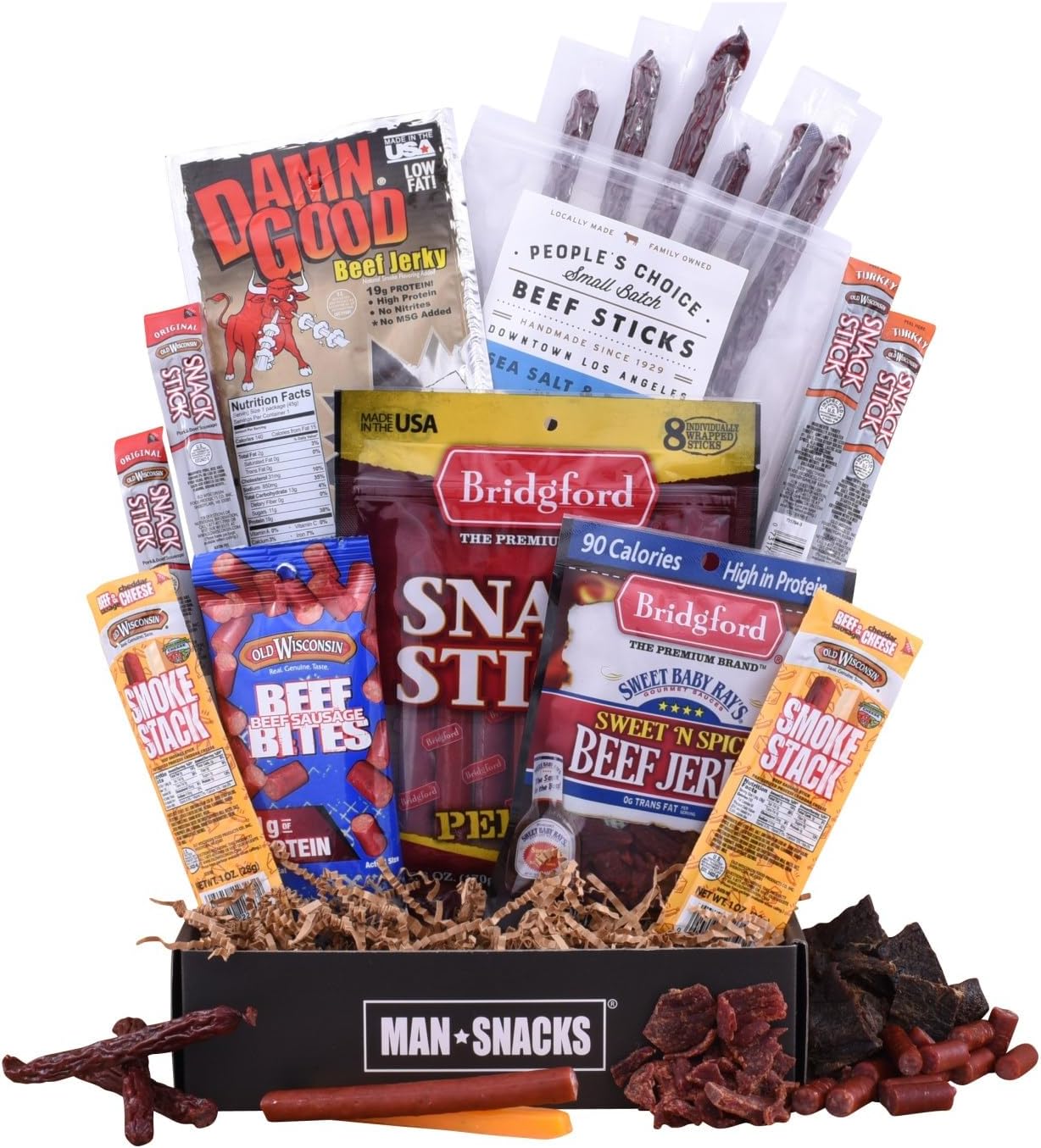 Amazon.com: ManSnacks Jerky Gift Basket for Men - 29 pc - Large Variety ...