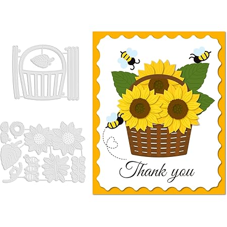 Amazon.com : GLOBLELAND Sunflower Cutting Dies Flower Basket Metal Die ...