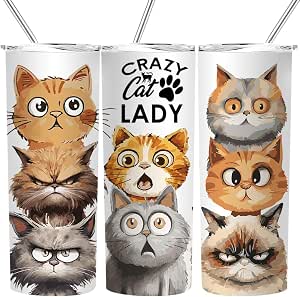 Amazon.com | Fatbaby Funny Cat Gifts for Cat Mom,Crazy Cat Lady Tumbler ...