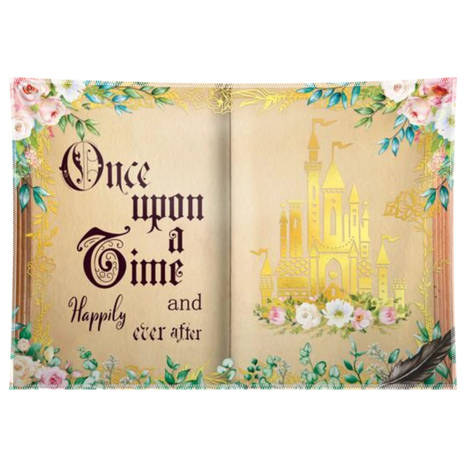 Buy 96x72inch Fabric Once Upon a Time Backdrop Castle Floral Princess ...