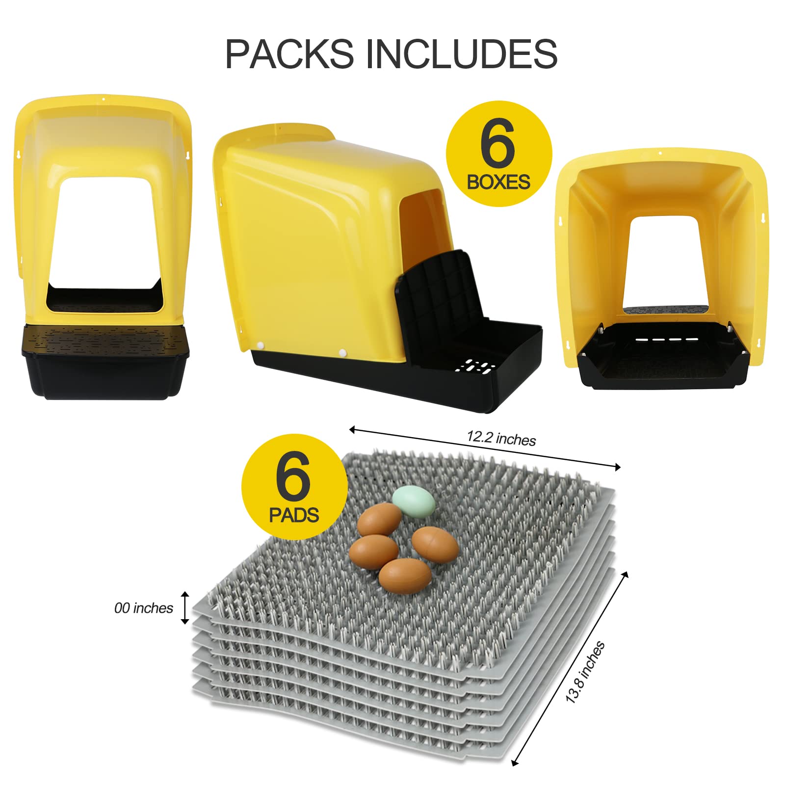 Yellow 6 Pack Chicken Nesting Boxes Chicken Laying Boxes with Perch ...