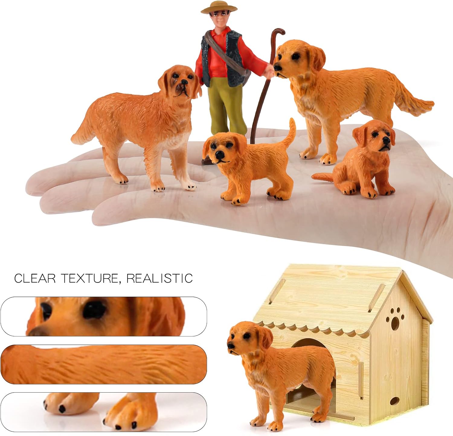 LC JoyCre Juego de 5 figuras de perro Golden Retriever para la familia ...