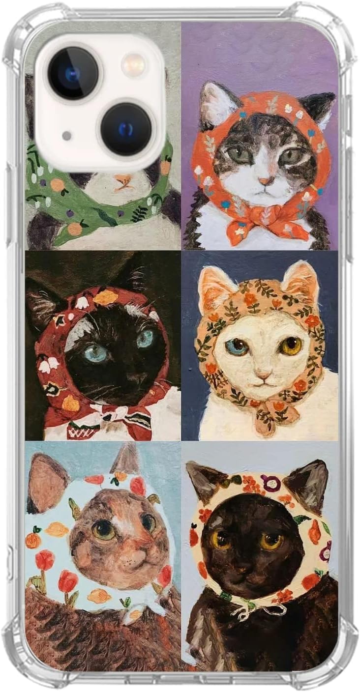 Amazon.com: Lemifelgby Cat Painting Case Compatible with iPhone 13 ...