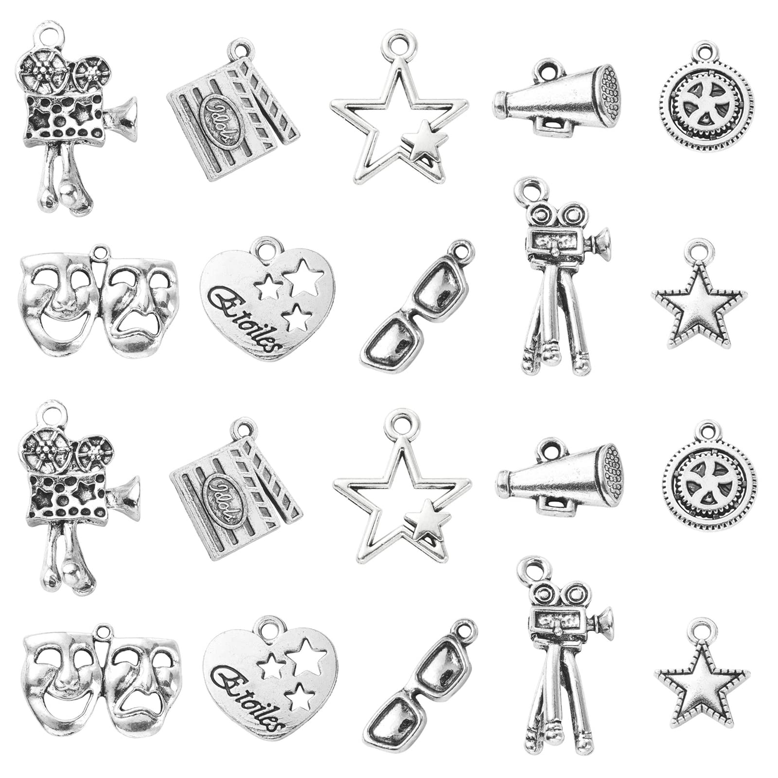 Amazon.com: KitBeads 100pcs 10 Styles Theater Charms Tibetan Hollywood ...