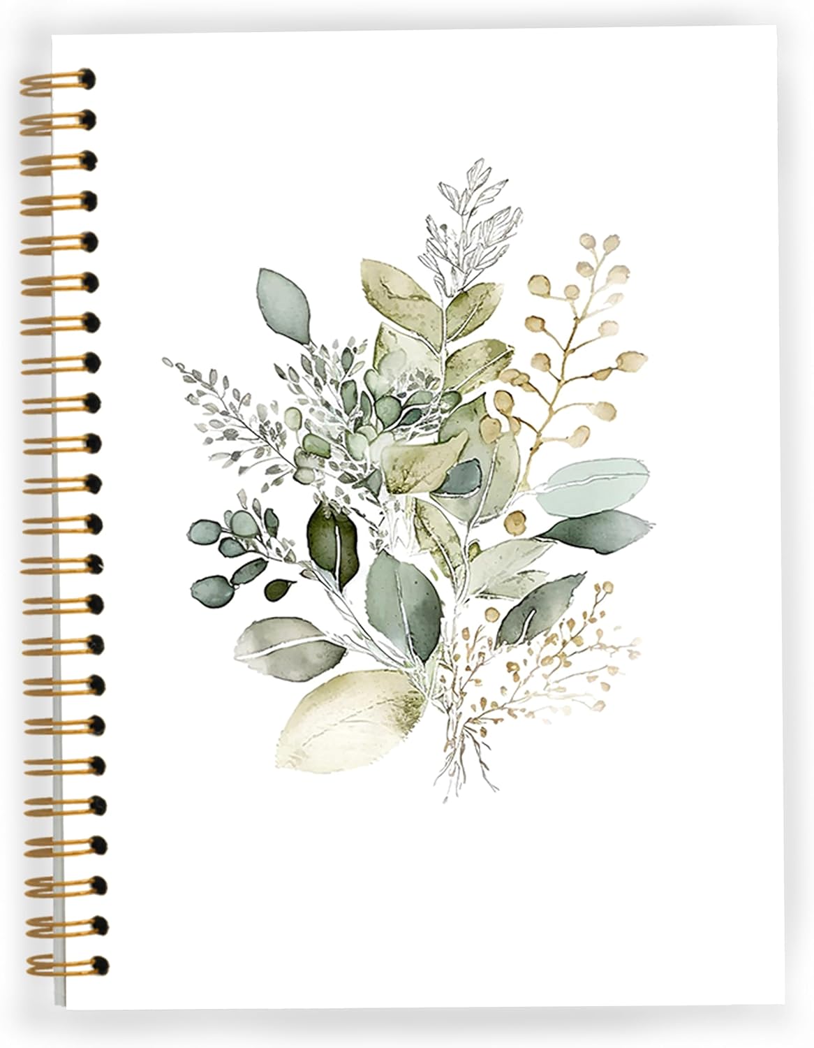 Amazon.com : JWVK Boho Sage Green Floral Spiral Notebook, Green ...