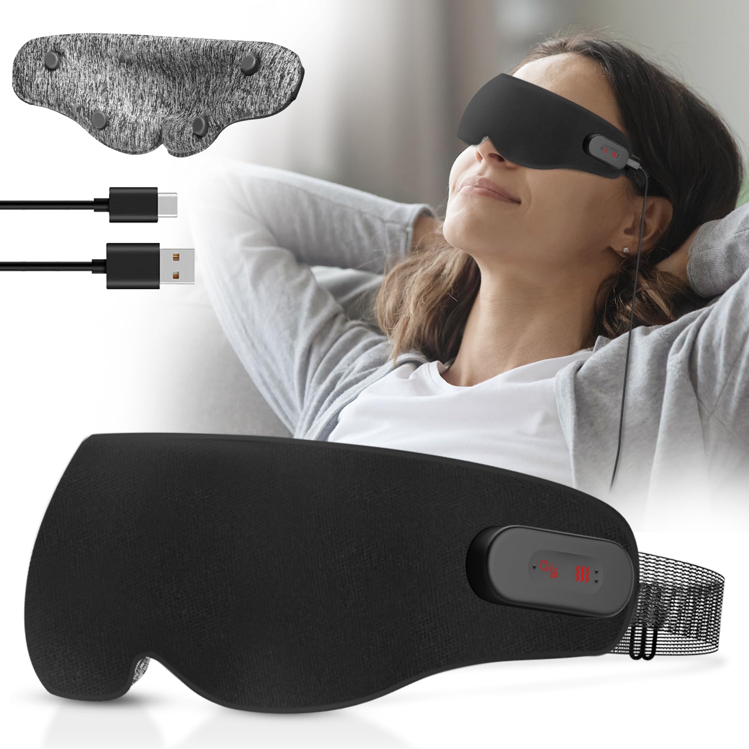 Amazon.com: DR.PREPARE Heated Eye Mask, 3D Contoured Sleep Masks Eye ...