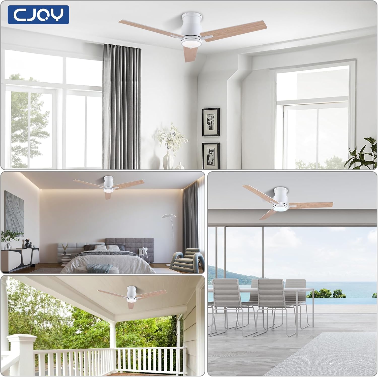 CJOY Ceiling Fan with Lights, 52 Inch Low Profile Ceiling Fans with ...