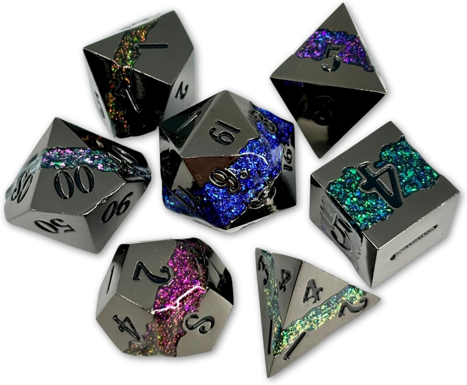 Amazon.com: Sage's Portal Metal Riftstone DND Dice 7-PC Polyhedral Dice ...
