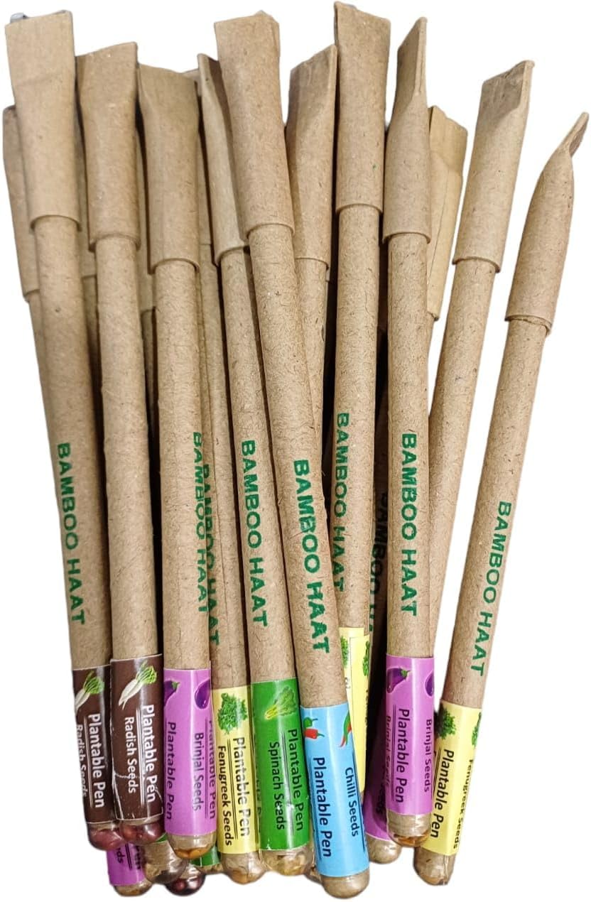 BAMBOO HAAT - Use and Grow Plantable Recycled Kraft Paper Pen with Seed ...