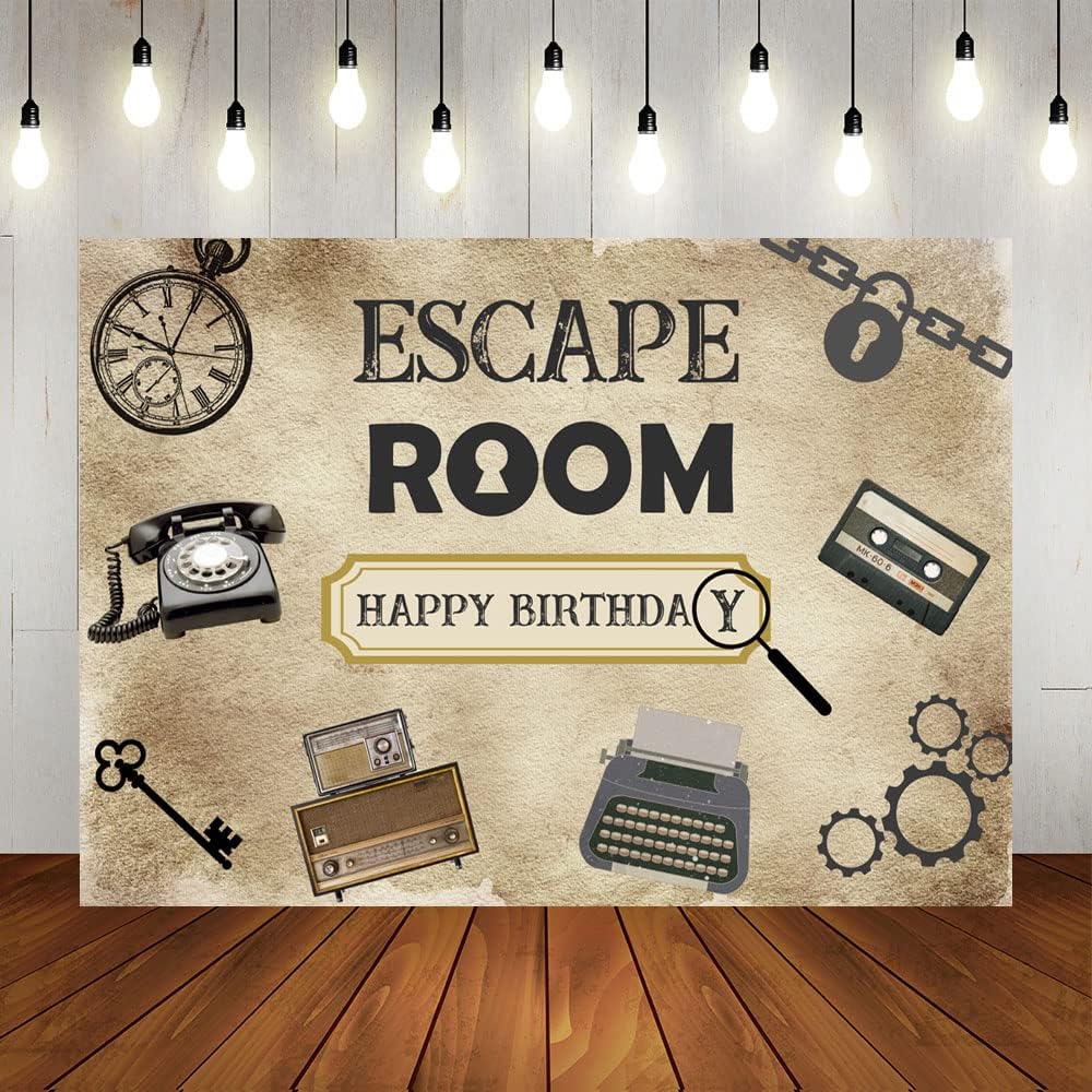 Amazon.com : Mocsicka Detective Theme Birthday Backdrop Escape Room ...