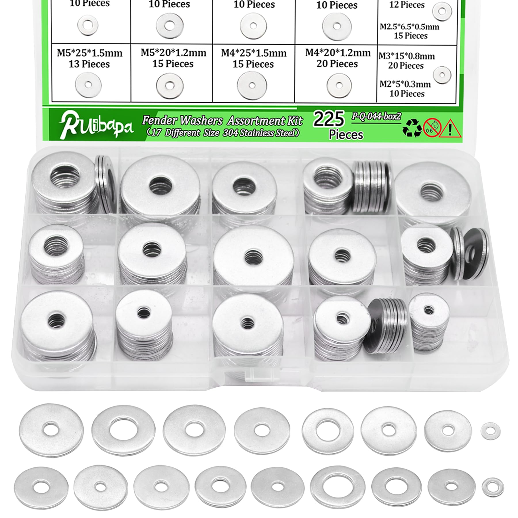 Snapklik.com : 225 Pcs Fender Washers For Screws And Bolts,Fender ...