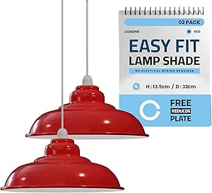 LEDSone Red Light Shade Ceiling - Modern 32cm Easy Fit Pendant ...