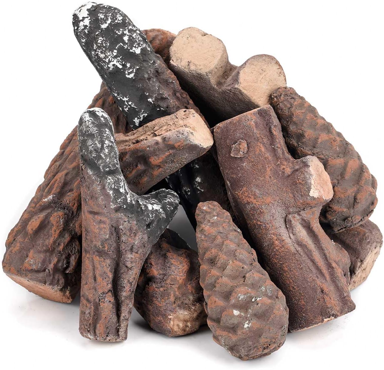 Amazon.com: 10pcs Ceramic Wood Logs, Small Gas Fireplace Logs for All ...