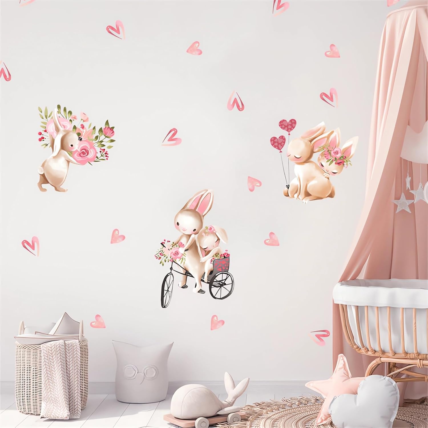Calcomanías de pared con bonito diseño de conejo rosa, diseño de ...
