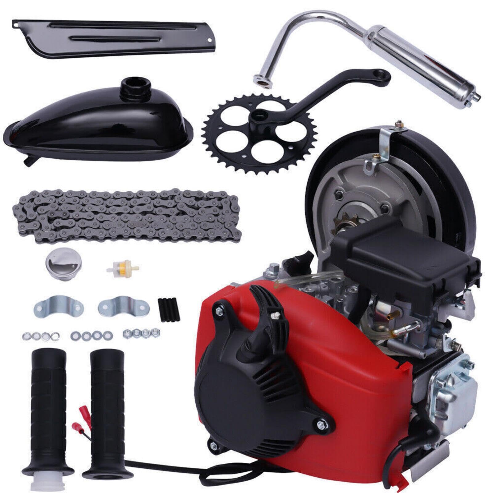 Amazon.com : BounceyCart 142F 4-Stroke 49CC Bike Engine Motor Kit, Pull ...