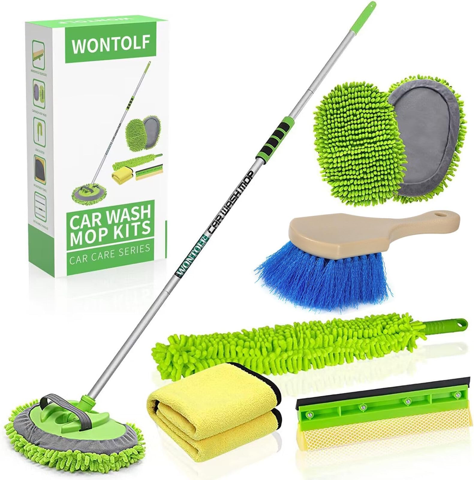 Amazon.com: @UTOS 62’’ Car Wash Brush Kit with Long Handle, Microfiber ...