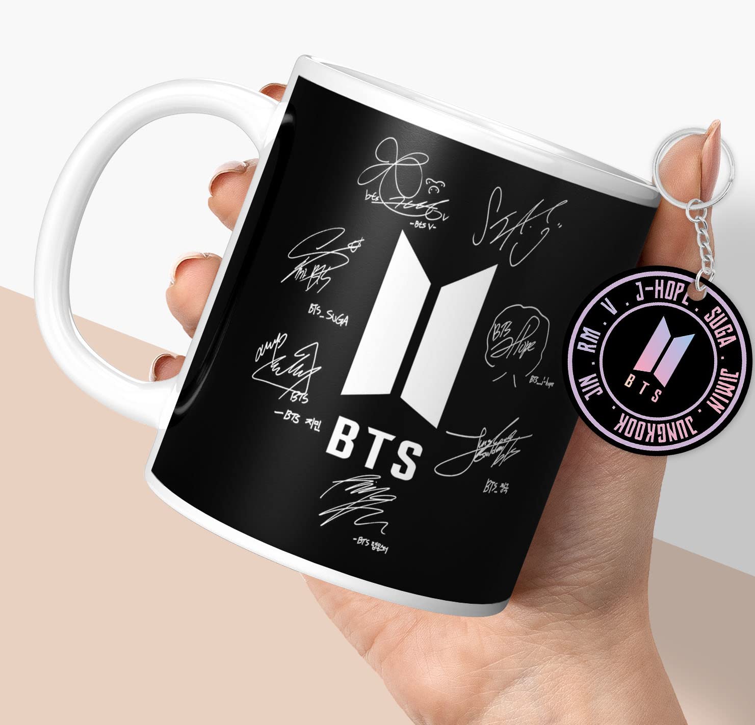 Buy NH10 DESIGNS BTS Printed Coffee Mug with BTS Logo Keychain for ...