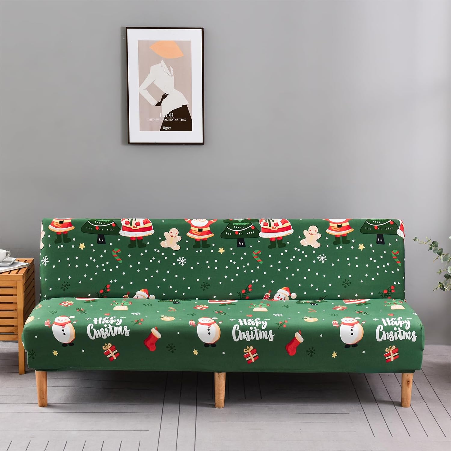Amazon.com: MSAVRWJCE Christmas Futon Slipcovers Armless Sofa Slipcover ...