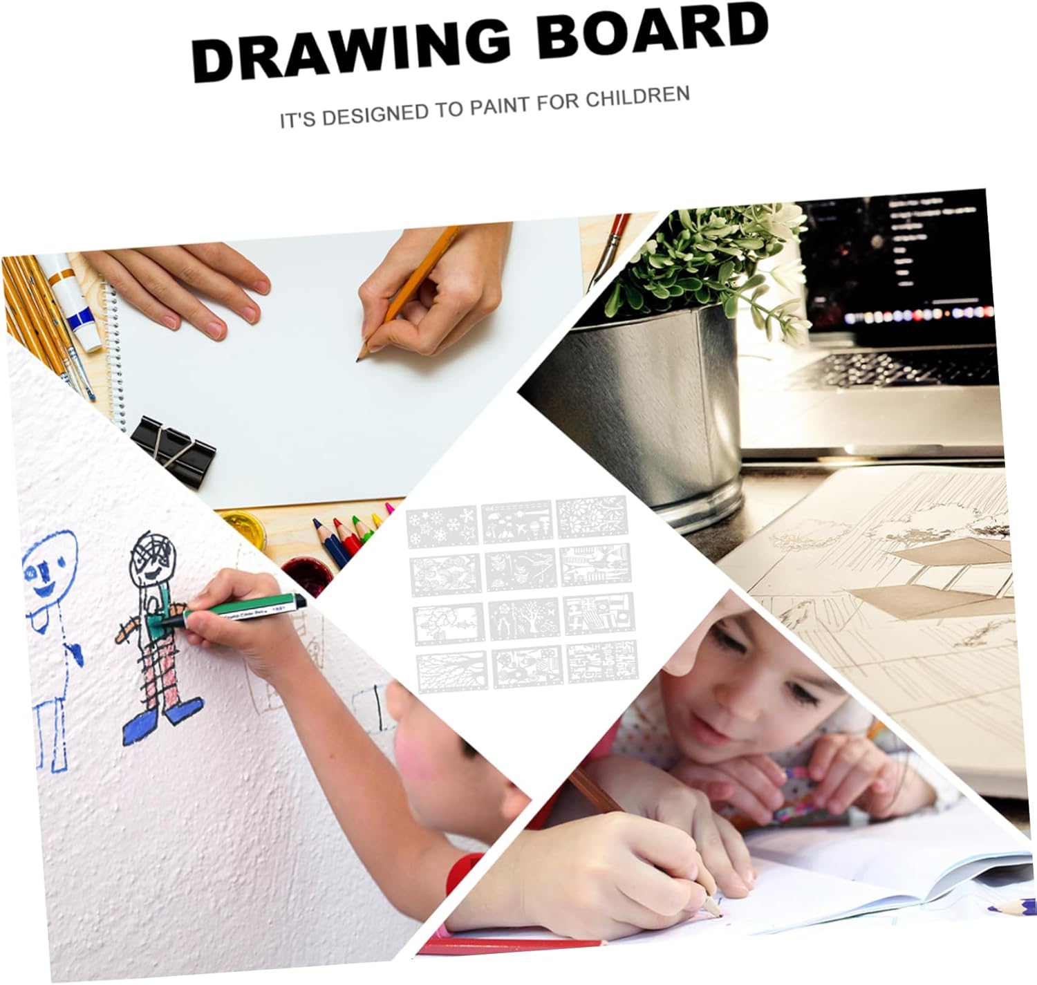 EXCEART 3 Sets 12pcs Drawing Template Ruler Decorative Paint templates ...