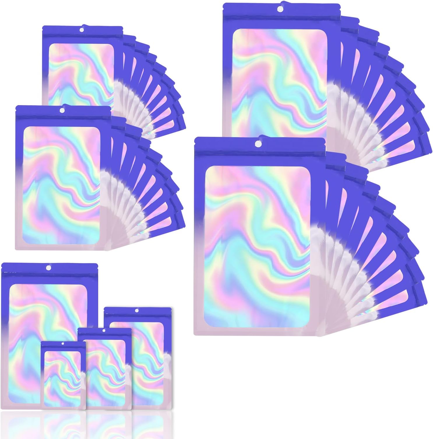 Amazon.com: 100 Pieces Resealable Bags with Clear Window, Holographic ...