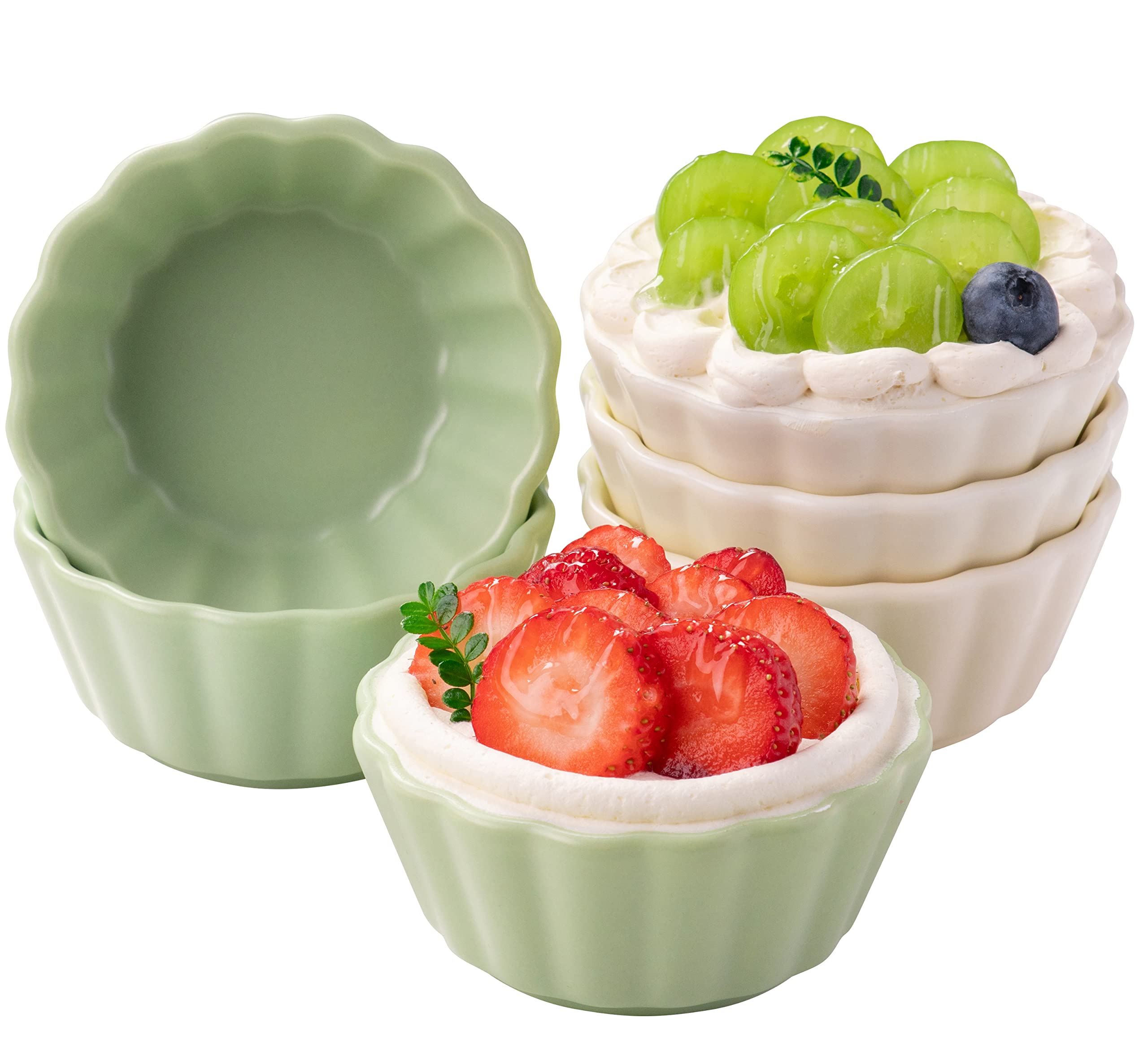 Amazon.com: 4 oz Ramekins Set of 6, Ramekins Oven Safe, Porcelain ...