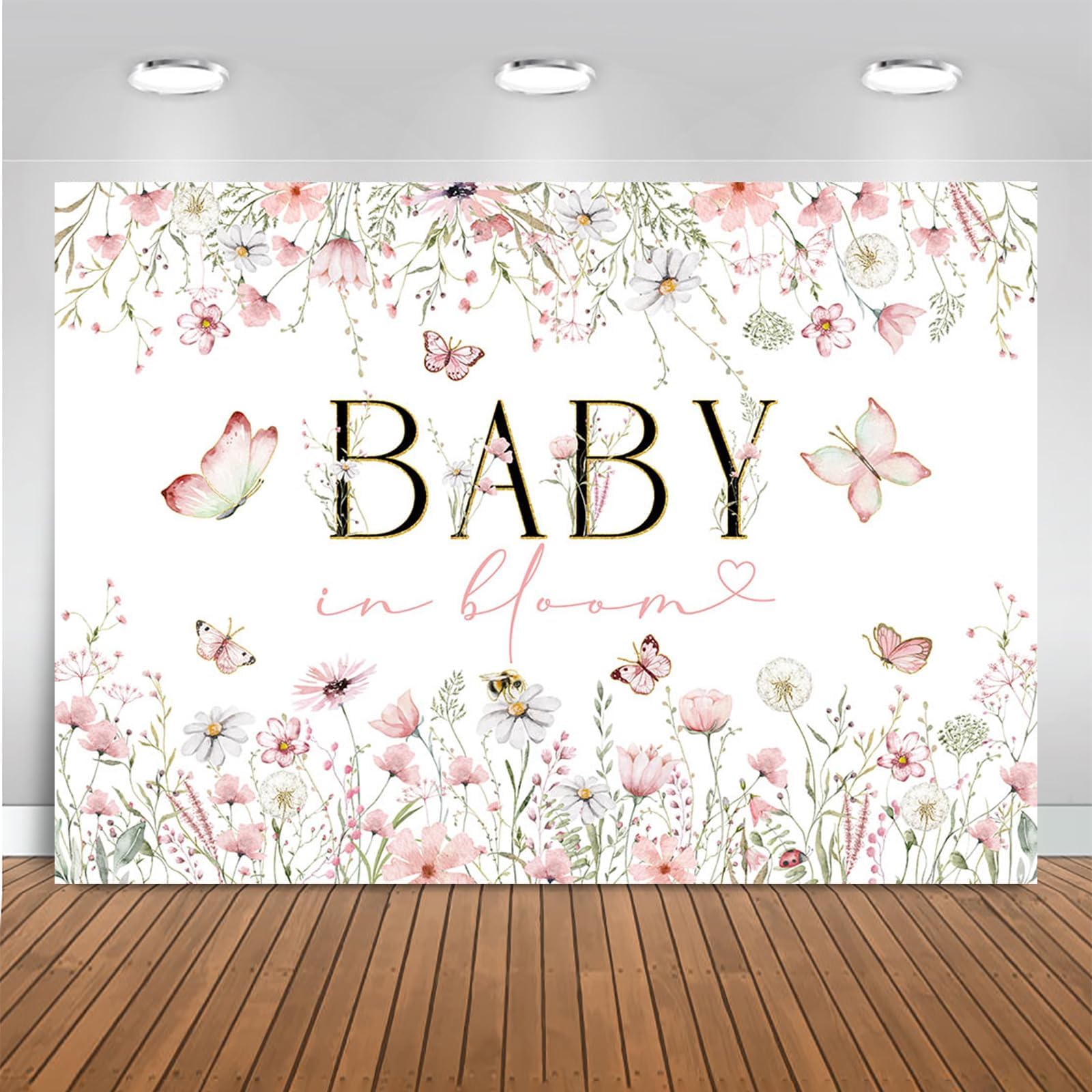 Amazon.com : Rsuuinu Baby in Bloom Backdrop Flowers Baby Shower Floral ...