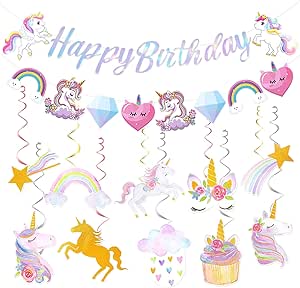 Amazon.com: Unicorn Birthday Decorations Unicorn Party Supplies ...